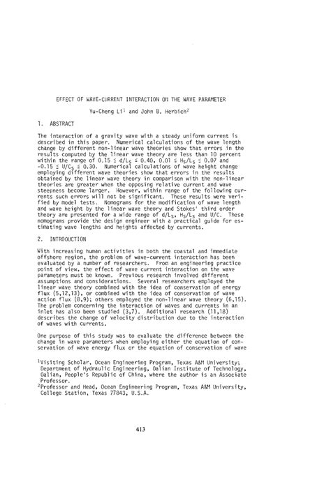 Pdf Effect Of Wave Current Interaction On The Wave Parameter