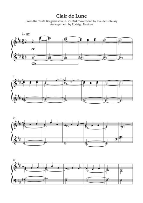 Clair De Lune Sheet Music Debussy Piano Solo