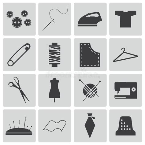 Iconos De La Costura Y De La Costura Sistema Del Vector Ilustración del Vector Ilustración de