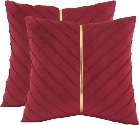 Amazon Tosleo Red Velvet Throw Pillow Covers 18 X 18 Inch Pack Of