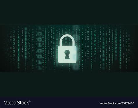 digital lock guard sign binary code number cyber vector image
