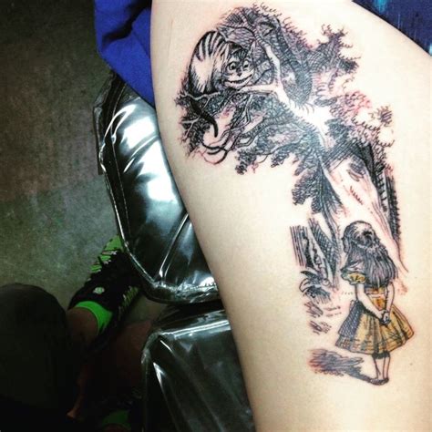 First Session On My Alice In Wonderland Tattoo Thigh Piece By Juno Kerr At Eternal Ink