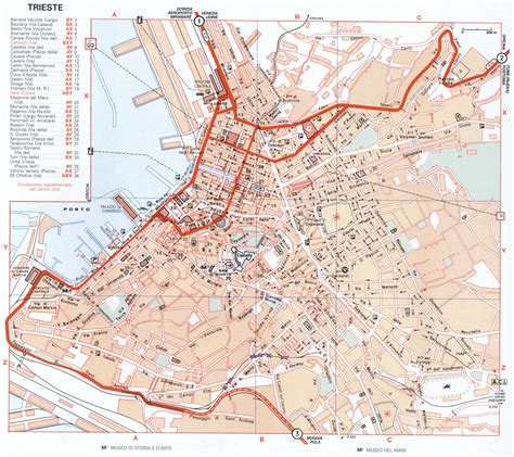 Trieste City Map With Local Sights Map Of Trieste Streets With