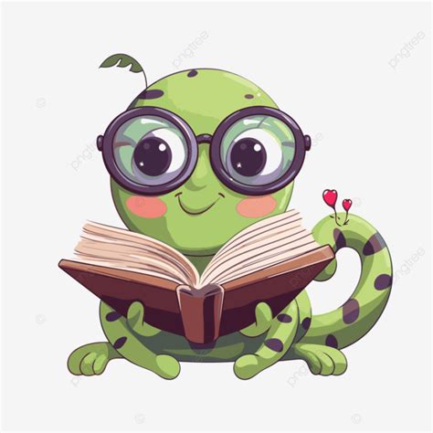 可愛的書呆子 向量 貼紙剪貼畫綠蜥蜴卡通人物戴眼鏡看書 貼紙 剪貼畫向量圖案素材免費下載，png，eps和ai素材下載 Pngtree