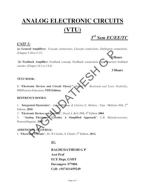 Pdf Analog Electronic Circuits Unit 5 And 6 Vtu Dokumentips