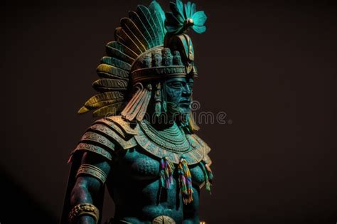 Aztec Or Mayan Warrior Bronze Statue Stock Illustration Illustration