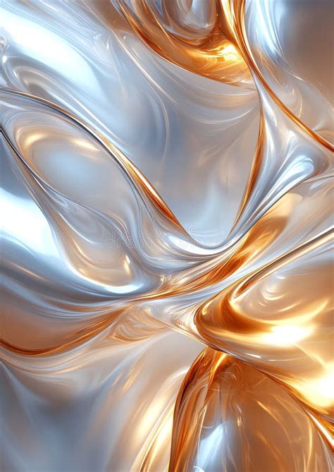 Abstract Metallic Waves Background With Gold And Silver Accents Design Stock Image Image Of