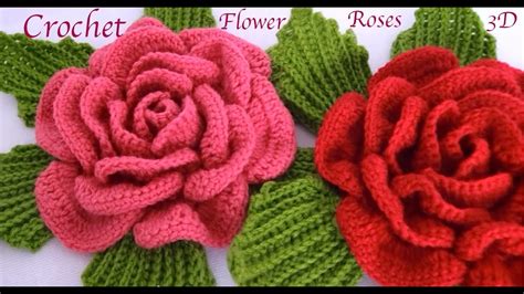 Como Hacer Flores Rosas Gigantes 3D Con Hojas A Crochet Paso A Paso