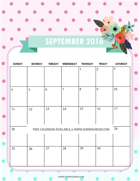 All Lovely Free September 2016 Calendars