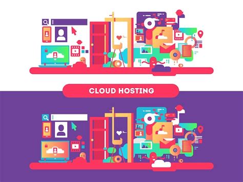 Premium Vector Cloud Hosting Design