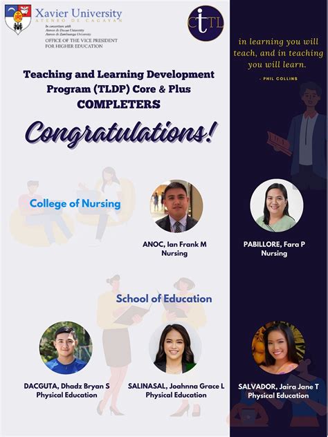 Xavier University Congratulations To The Completers Of Tldp Core And Plus