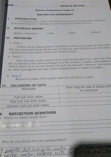 AME GRADE SECTION Sclence Performance Tasks StudyX