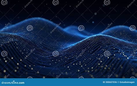 Abstract Blue Wave Pattern On Futuristic Glowing Backdrop Generated By