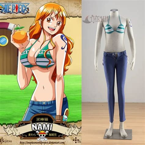 Athemis New ONE PIECE Nami Cosplay Costume Sexy Bikini And Jeans Custom Made Outfit In Anime