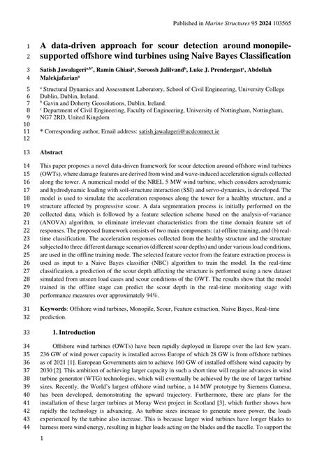 Pdf A Data Driven Approach For Scour Detection Around Monopile