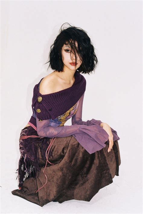 Pixie Rebels Purple Floral Mesh Top Slim Fit With Trumpet Sleeves