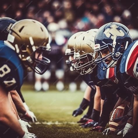Premium Photo American Football Players In Action Game With Football