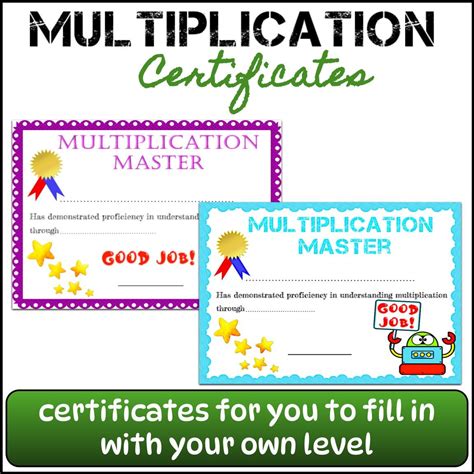 Multiplication Master Certificates Math Multiplication Awards Multiplication Math