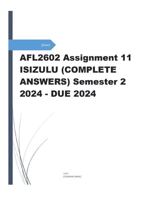 Afl2602 Assignment 11 Isizulu Complete Answers Semester 2 2024