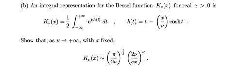 Solved B An Integral Representation For The Bessel Chegg