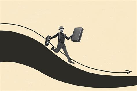 3d 사진 콜라주 복합 트렌드 아트웍 스케치 이미지 젊은이 행복 한 남자 산책 실행 거대한 화살표 감소에 넘어져 성공을 잃다 35 39세에 대한 스톡 사진 및 기타 이미지