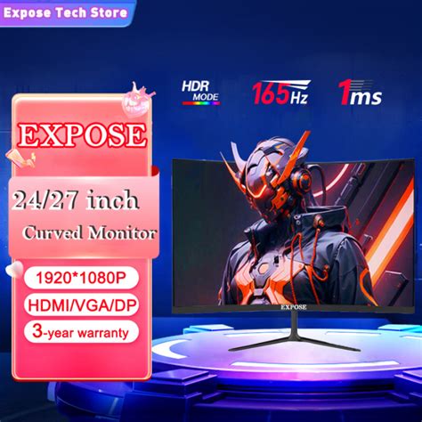 Expose Gaming Monitor 27 Inch Curved Pc Black Monitor Desktop Computer