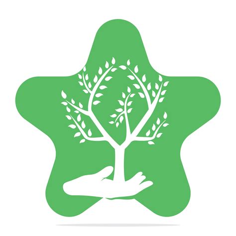 Star Tree In Hand Vector Logo Design Star Natural Products Logo