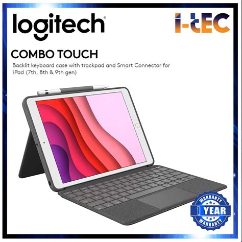 Logitech Combo Touch Backlit Keyboard Case With Trackpad And Smart Connector For Ipad 7th 8th