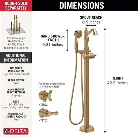 Delta Cassidy Champagne Bronze 2 Handle Freestanding Mid Arc Bathtub