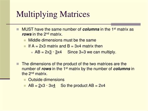 Ppt Multiplying Matrices Powerpoint Presentation Free Download Id