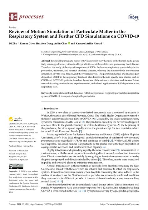 Pdf Review Of Motion Simulation Of Particulate Matter In The