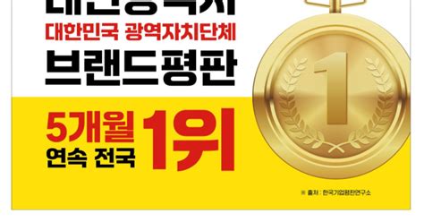 대전시 광역지자체 브랜드 평판 5개월 연속 ‘전국 1위 달성