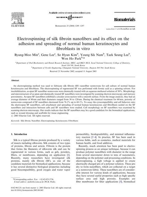 Pdf Electrospinning Of Silk Fibroin Nanofibers And Its Effect On The