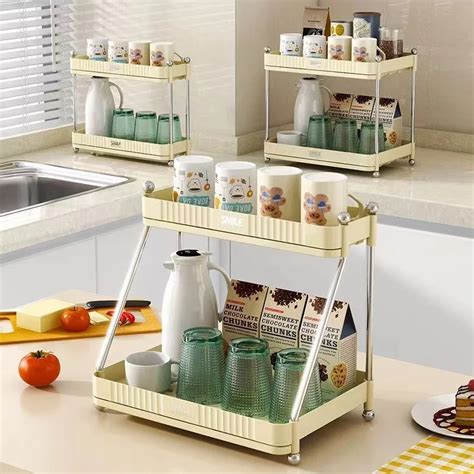 Cozinha Prateleira De Armazenamento Bandeja De Dreno Snacks Rack