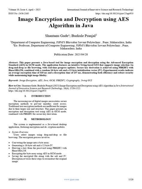 Image Encryption And Decryption Using Aes Algorithm In Java Pdf Encryption Computer Security