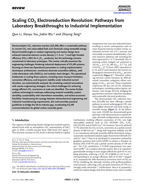 Scaling Co2 Electroreduction Revolution Pathways From Laboratory Breakthroughs To Industrial