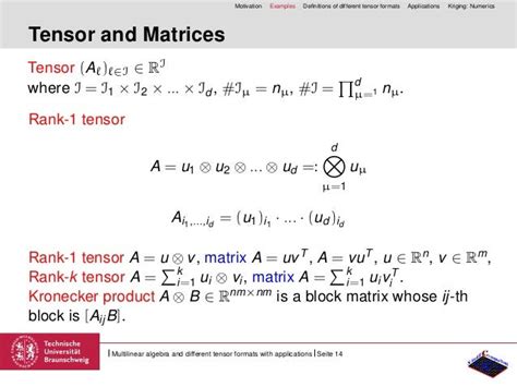 multi linear algebra and different tensor formats with applications