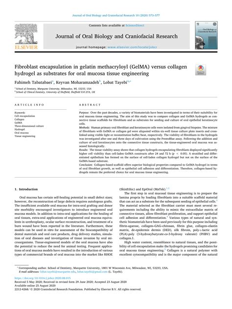 Pdf Fibroblast Encapsulation In Gelatin Methacryloyl Gelma Versus Collagen Hydrogel As