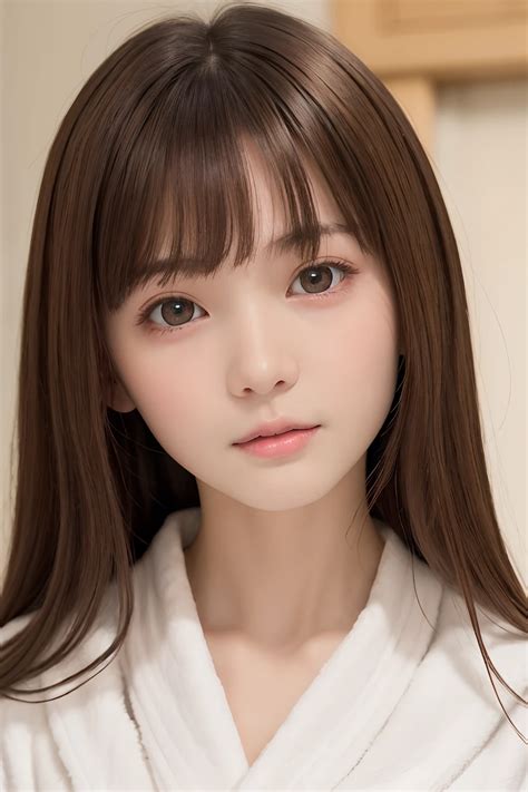 白いローブを着た長い茶色の髪の女性 Seaart Ai