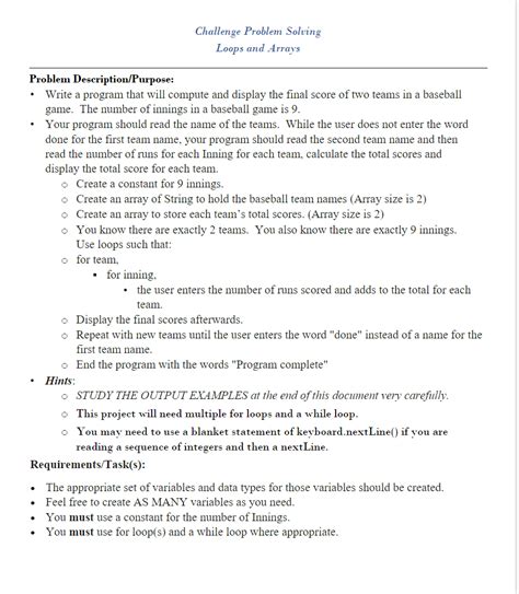 Solved Challenge Problem Solving Loops And Arrays Problem Chegg