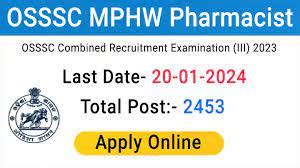 Osssc Mphw Pharmacist Recruitment Apply Online For Latest Vacancies Indian Govt Job