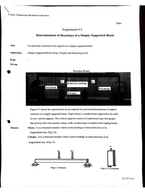 Determination Of Reactions Of A Simply Supported Beam Pdf