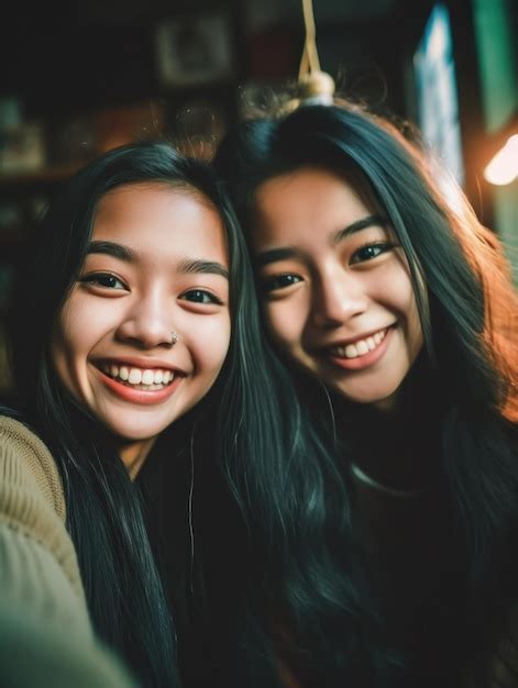 Educación De Niñas Asiáticas Feliz Hermosa Niña Asiática Está Sonriendo