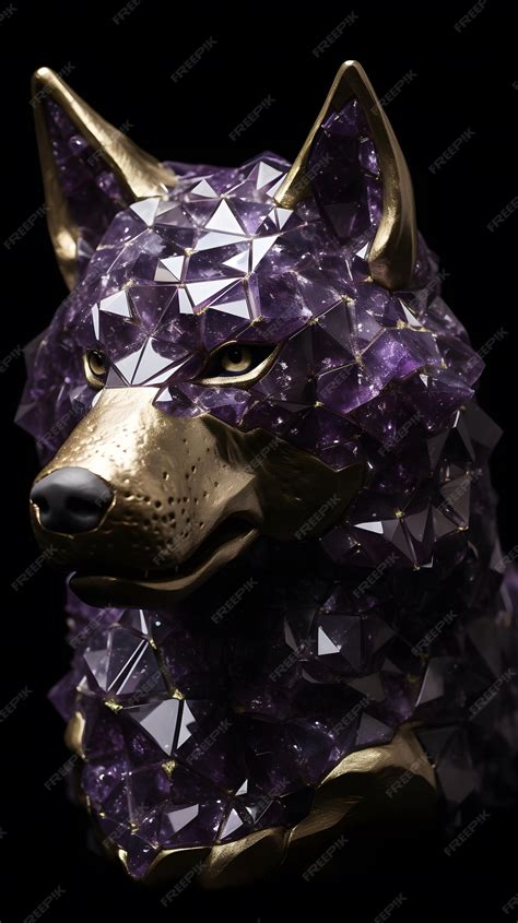Wolves Made Of Purple Diamonds Wolf Shaped Royal Jewels Premium Ai Generated Image
