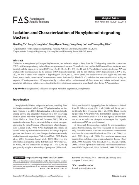 Pdf Isolation And Characterization Of Nonylphenol Degrading Bacteria
