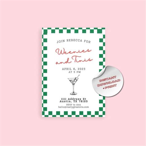 Weenies And Tinis Party Invitation Template Instant Download Invitation