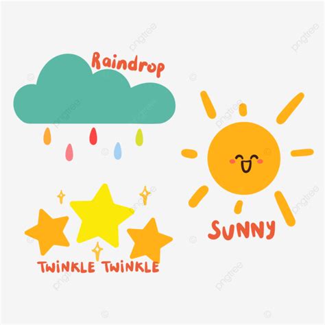 Cute Weather Doodle Drawing Set Vector Weather Icon Weather Drawings