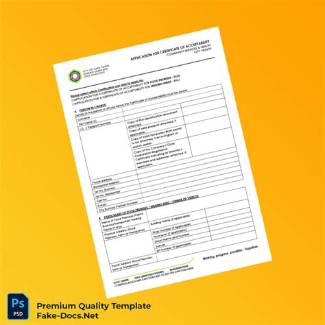 South Africa Health Department Certificate Of Acceptability Template