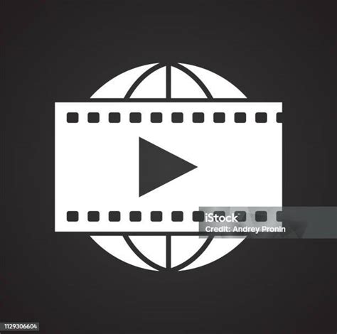 그래픽 및 웹 디자인 현대 간단한 벡터 기호에 대 한 검은 배경에 가상 현실 투어 아이콘 인터넷 개념입니다 웹사이트 디자인 웹 버튼 또는 모바일 애플 리 케이 션에 대 한