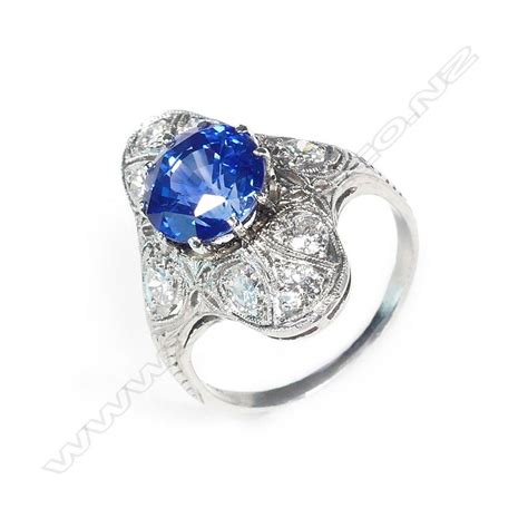 Platinum Sapphire And Diamond Belle Epoque Ring Rings Jewellery